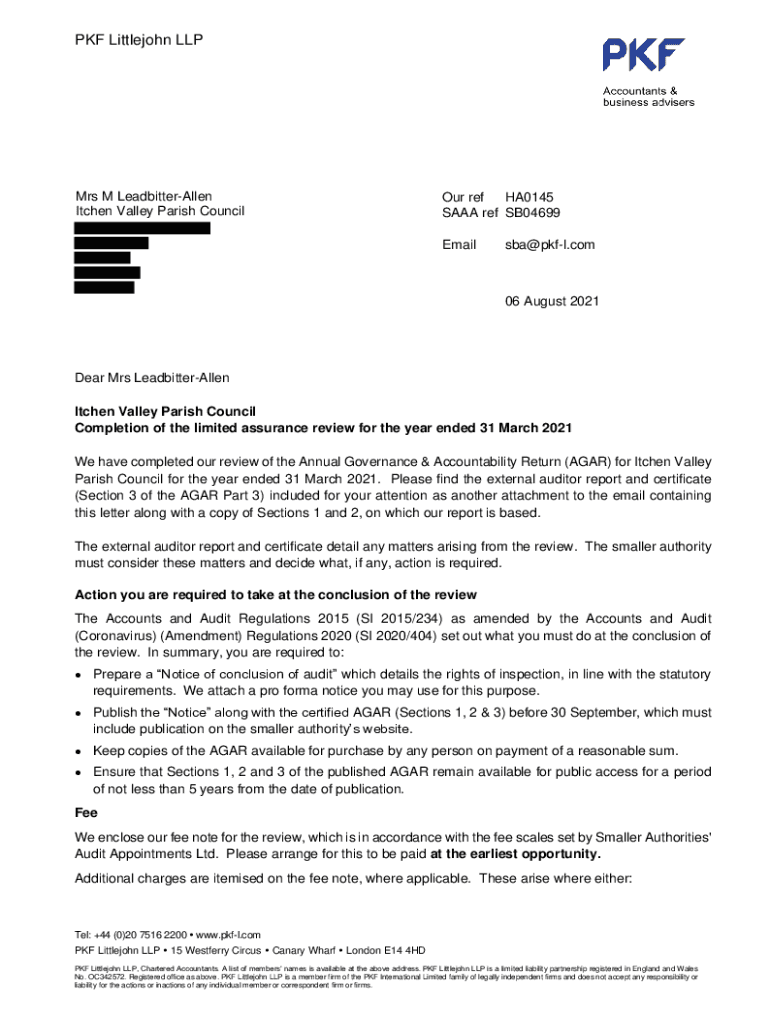 Fillable Online Annual Governance and Accountability Return 2020/21 ...