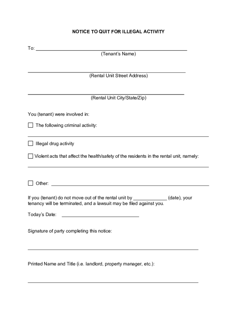 Fillable Online Form N6 - Notice to End your Tenancy For Illegal Acts ...