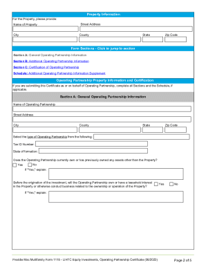Fillable Online Operating Partnership Certificate. Form 1115 LIHTC ...