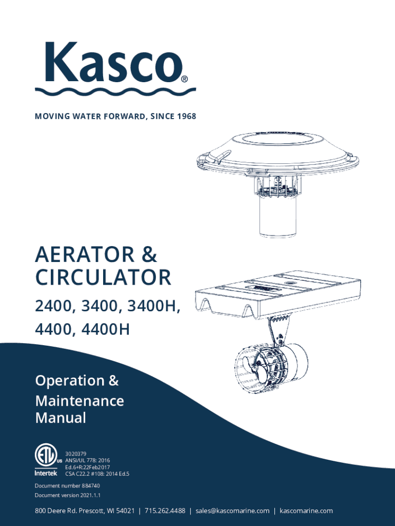 Fillable Online Kasco 2400A Operation & Maintenance Manual Fax Email ...