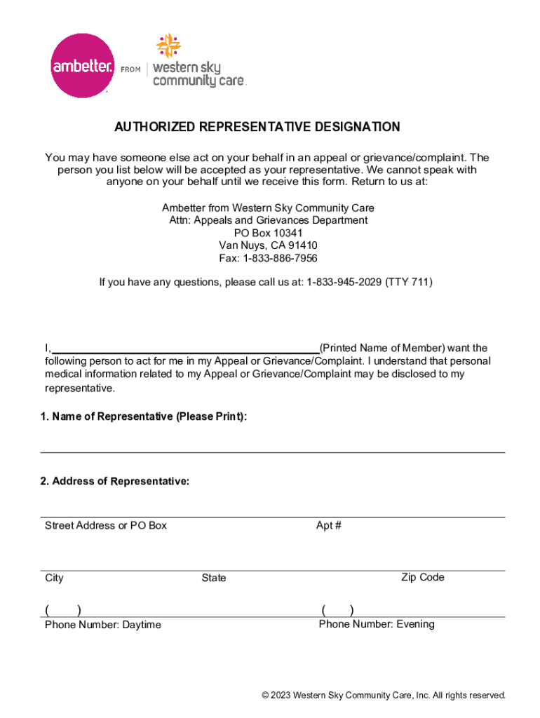 Fillable Online NM - Authorized Representative Designation Form ...
