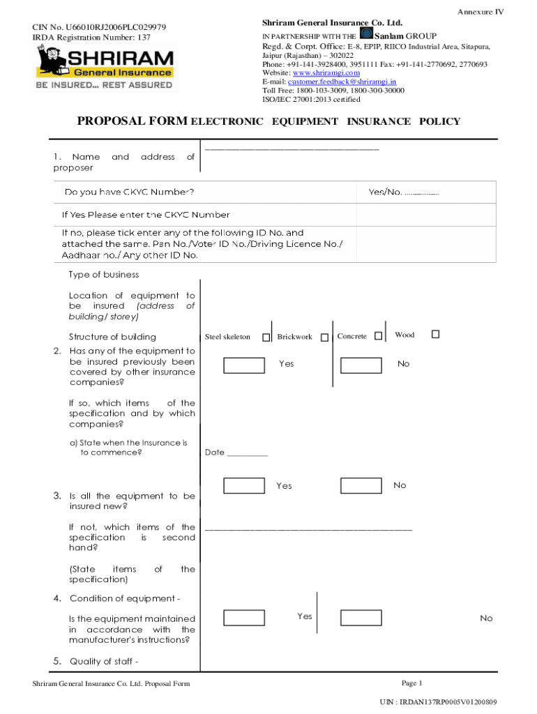 Fillable Online MACHINERY BREAKDOWN INSURANCE POLICY Fax Email Print ...