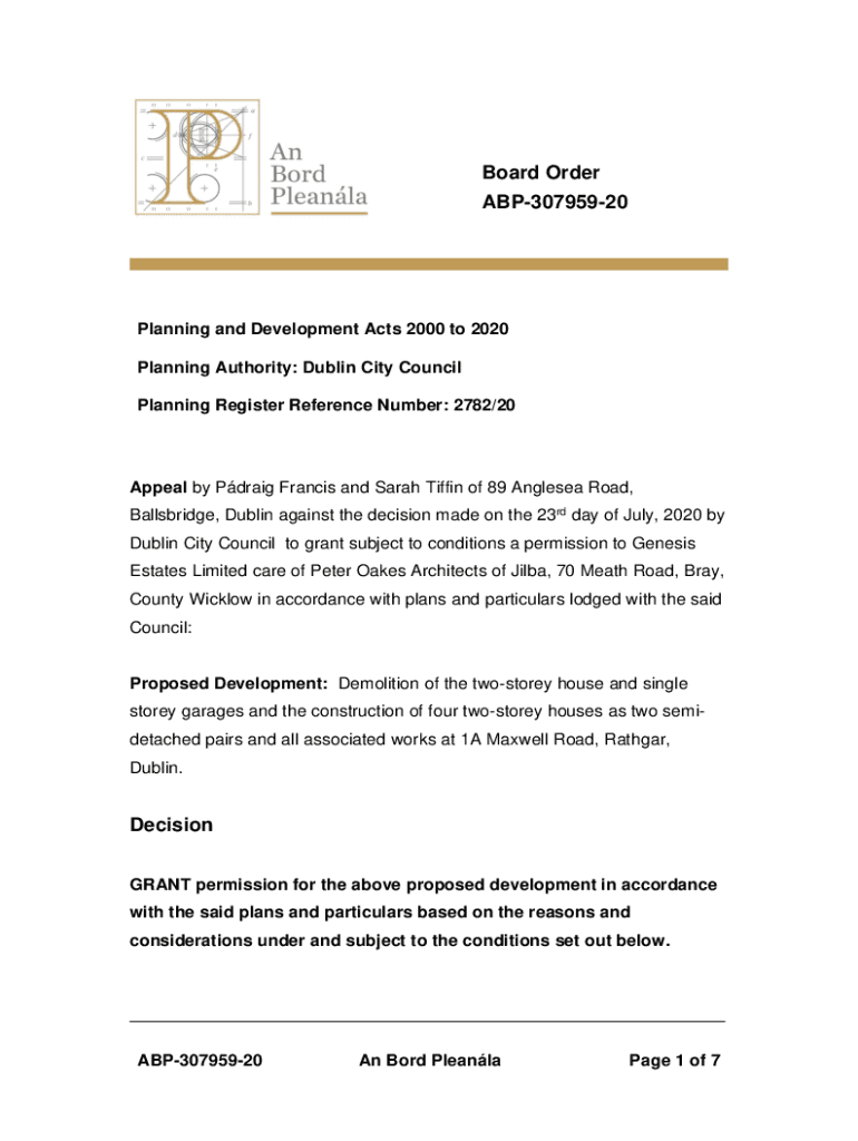 Fillable Online Planning Register Reference Number: 2782/20 Fax Email ...