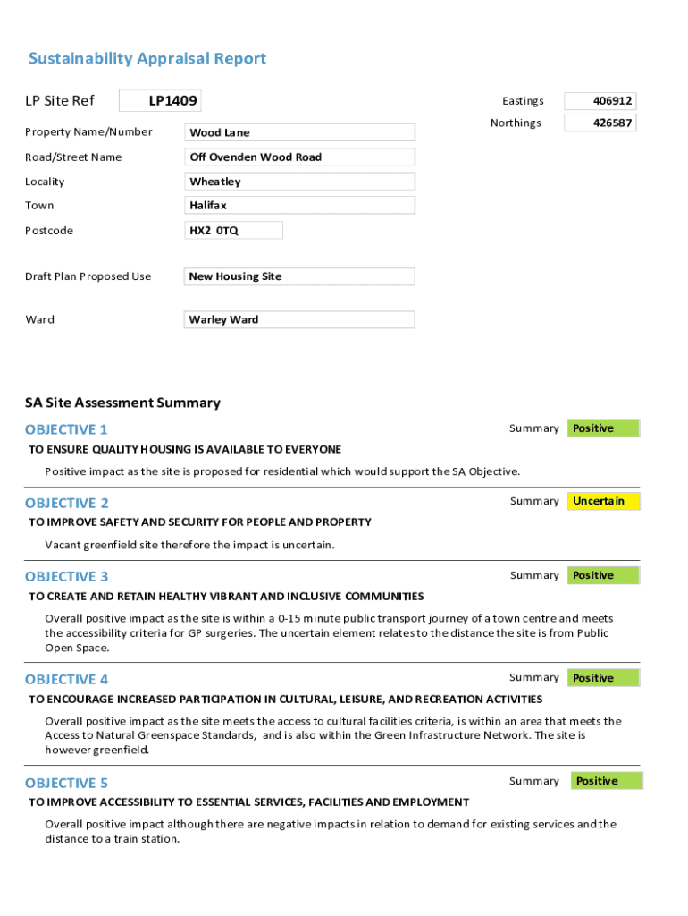 Fillable Online Sustainability Appraisal Main Report Fax Email Print ...