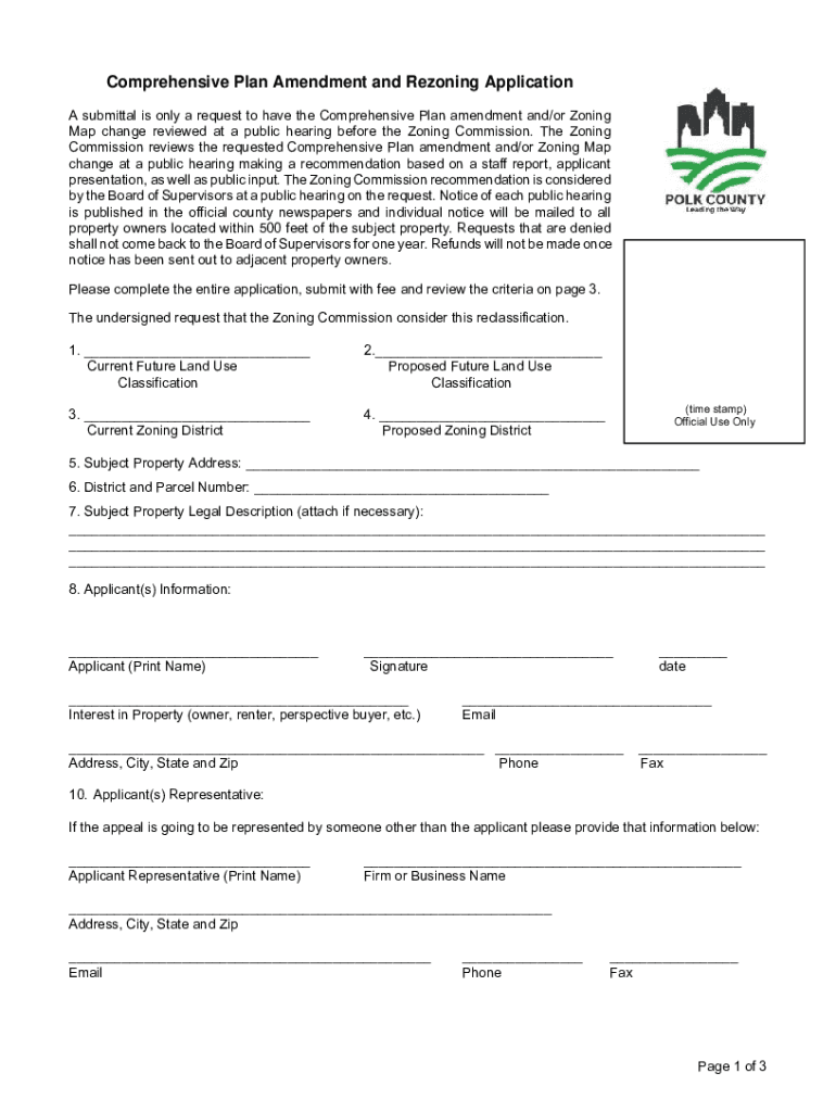 Fillable Online Comprehensive Plan Amendment and Rezoning Application ...