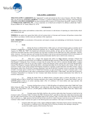 Fillable Online THIS FUEL SUPPLY AGREEMENT (this Agreement) is made and ...