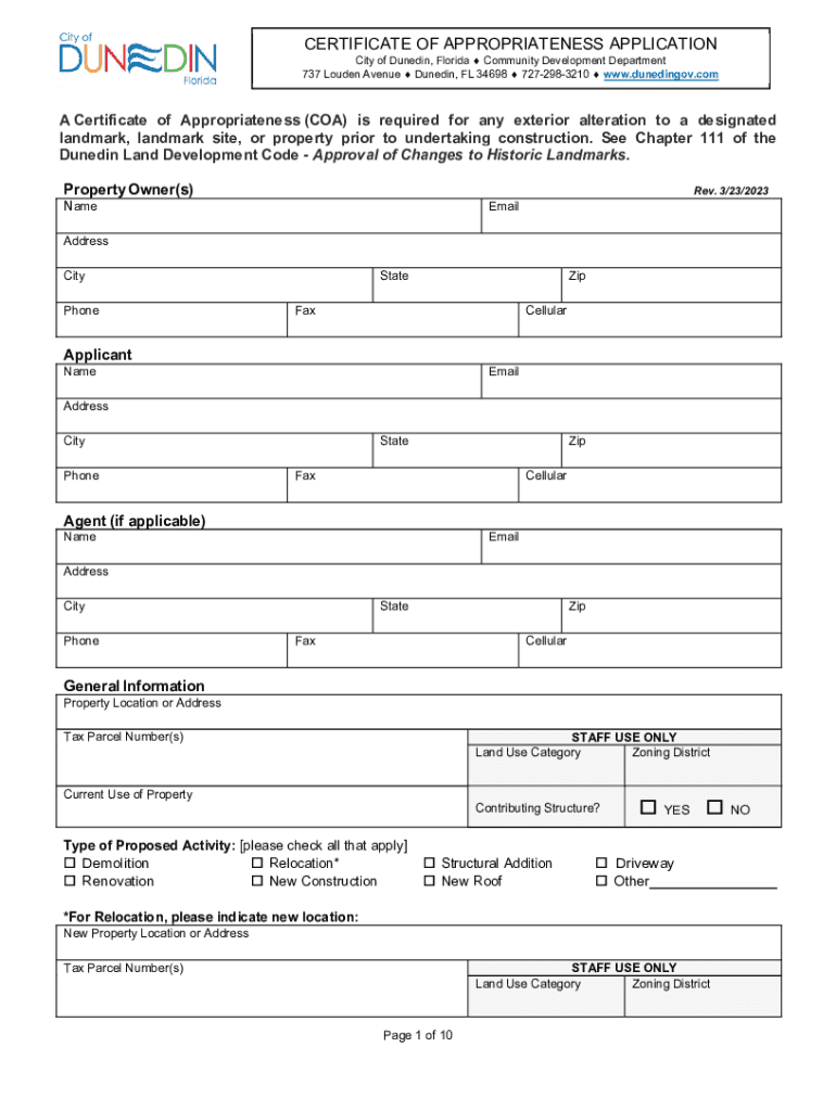 Fillable Online Certificate of Appropriateness Application 11222021 ...