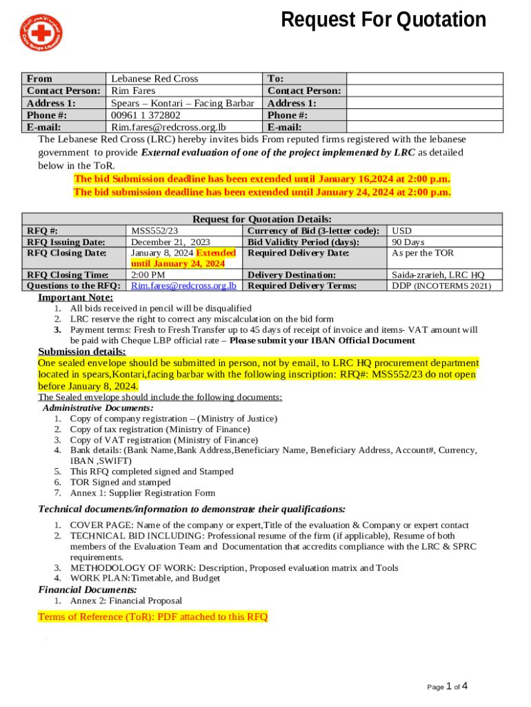 The Lebanese Red Cross (LRC) hereby invites bids From reputed firms ...