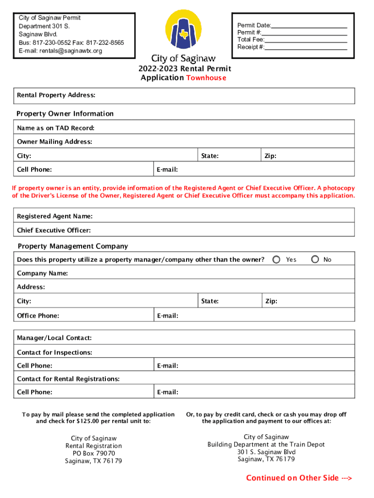 Fillable Online 2022-2023 Rental Permit Application Single Family Fax ...