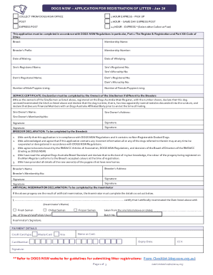 Dogs Nsw Litter Registration Form - Fill Online, Printable, Fillable ...