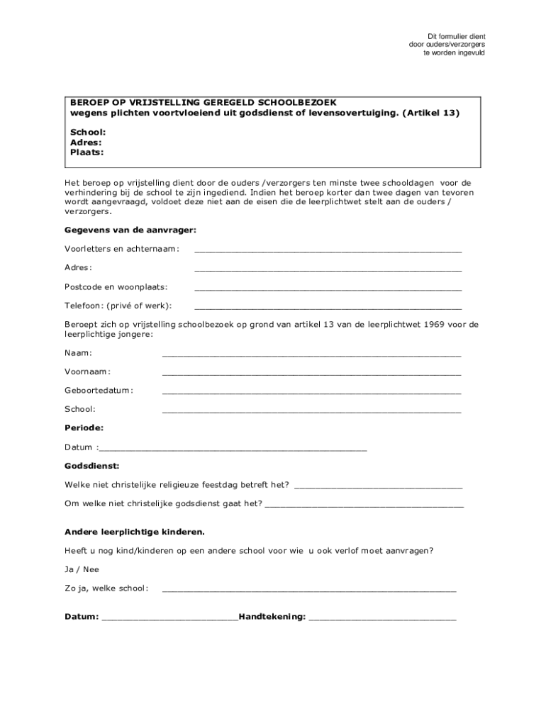 Invulbaar Online Formulier-vrijstelling-schoolbezoek-wegens-godsdienst ...