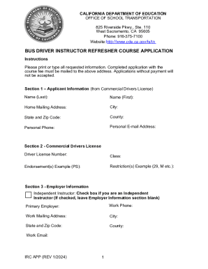 Fillable Online Instructor Recertification Application - Training (CA Dept of Education). This ...