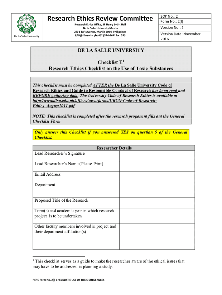 Fillable Online Dlsu Research Ethics - Fill Online, Printable, Fillable ...