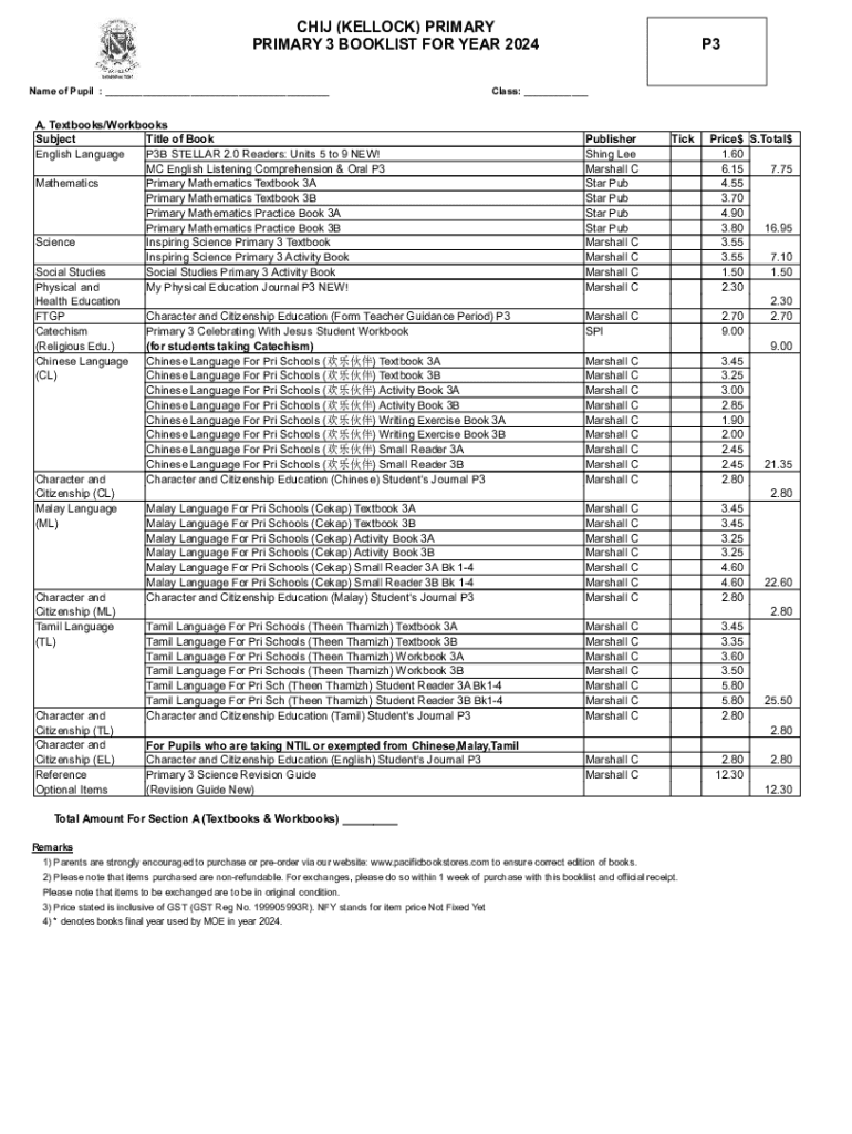 Fillable Online CHIJ (KELLOCK) PRIMARY Fax Email Print - pdfFiller