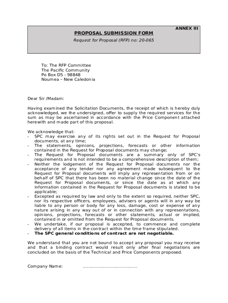ANNEX III To Request for Proposals (RFP) N PCD/08/046 Doc Template ...