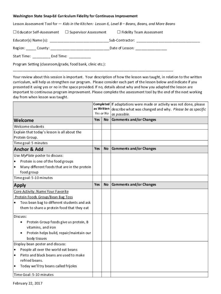 Fillable Online Kids-in-the-Kitchen-Assessment-Tool-Level-C-Lesson-6 ...