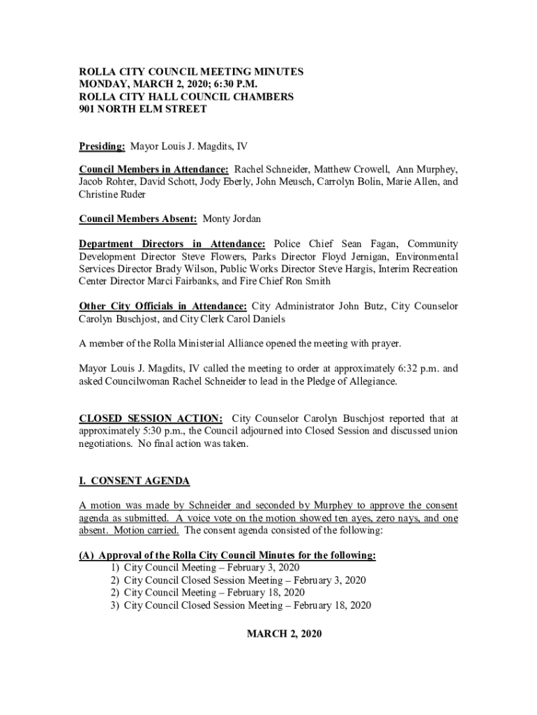 Fillable Online Jacob Rohter, David Schott, Jody Eberly, John Meusch ...