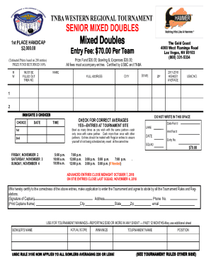 Fillable Online TNBA WESTERN REGIONAL TOURNAMENT Fax Email Print ...