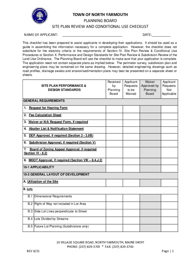 Fillable Online Site Plan ReviewTown of Yarmouth, MA - Official Website Fax Email Print - pdfFiller
