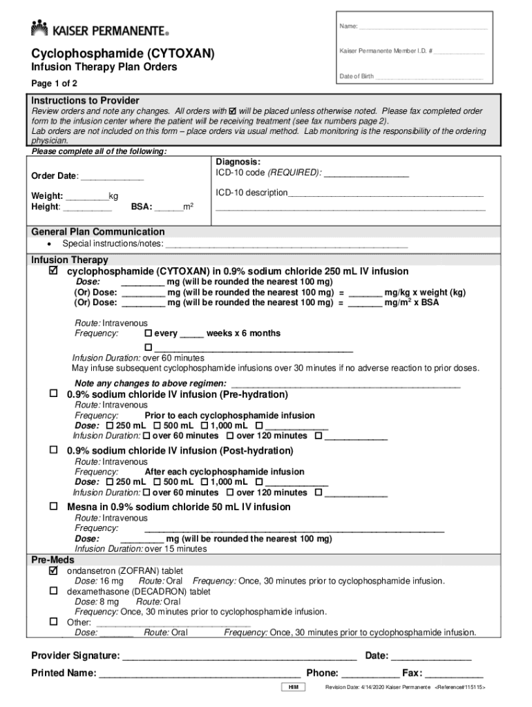 Fillable Online Immune Globulin (Privigen) - IVIG Infusion Therapy Plan ...