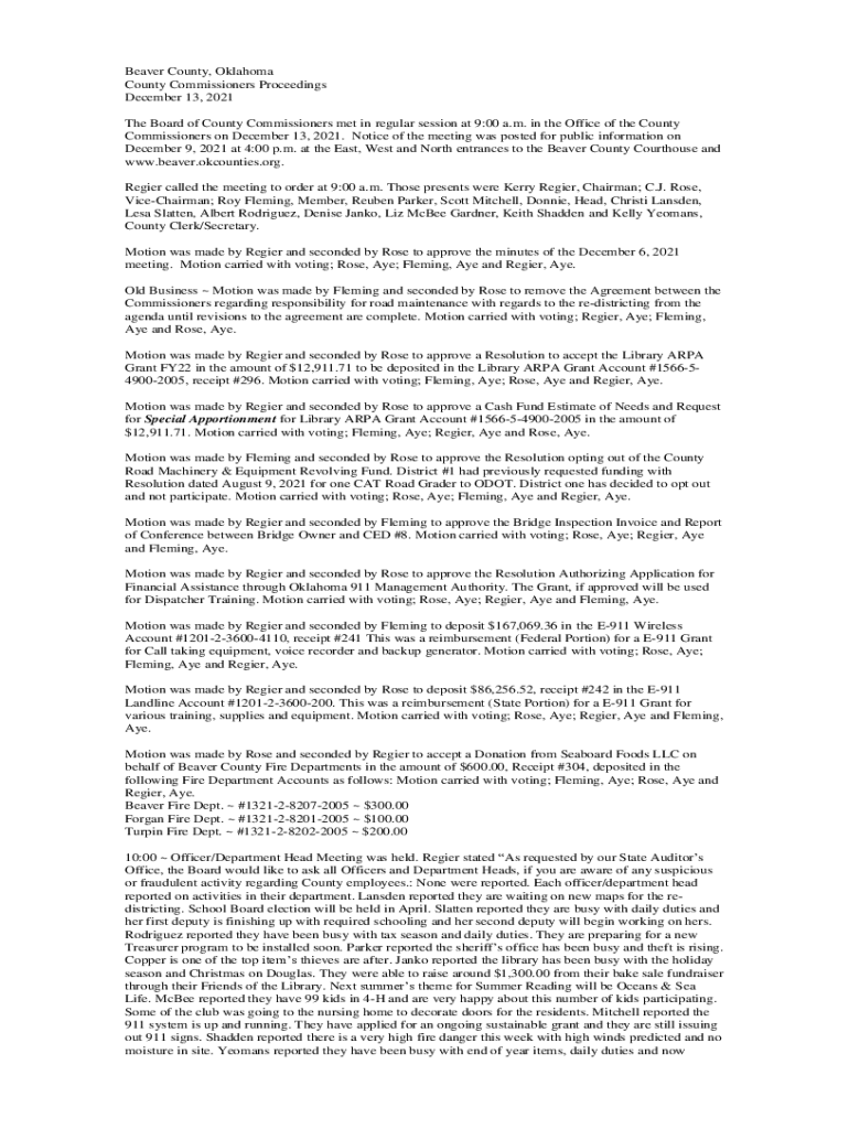 Fillable Online beaver okcounties Vice-Chairman; Roy Fleming, Member ...