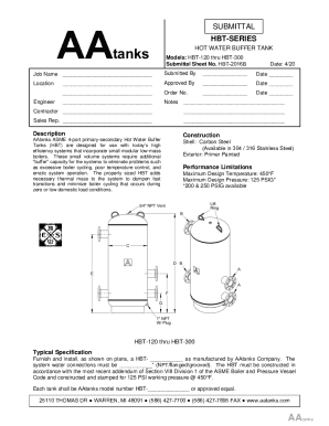 Fillable Online Chilled Water Buffer Tank Fax Email Print - pdfFiller