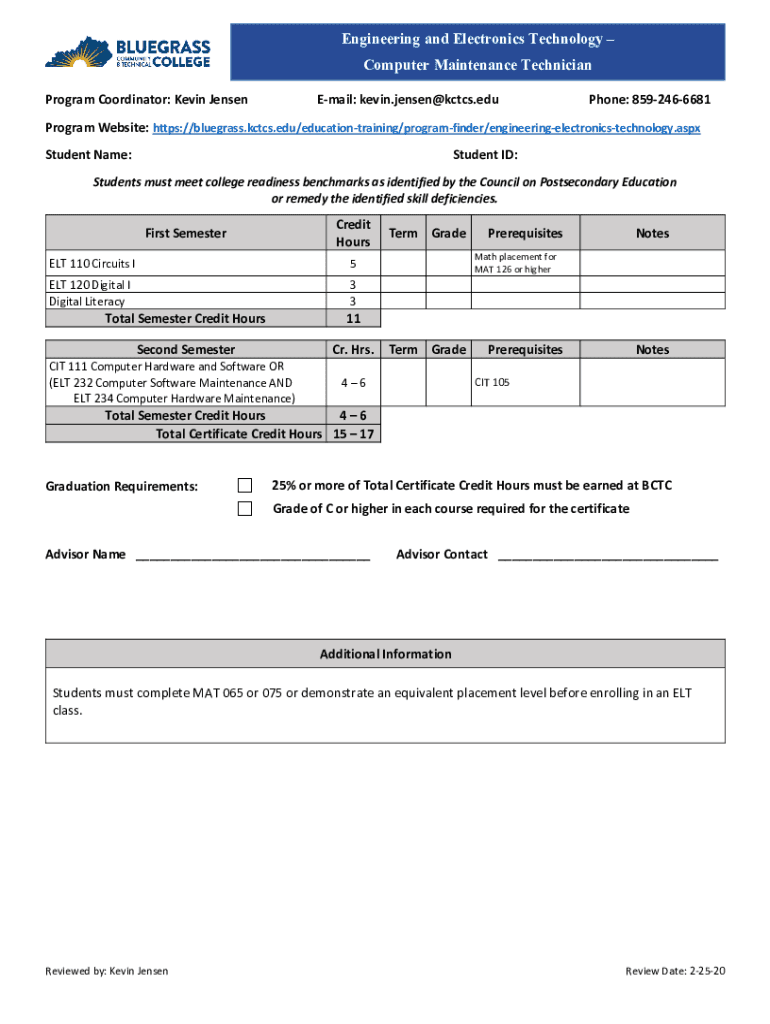 Fillable Online elt-certificate-computer-maintenance-technician.docx ...