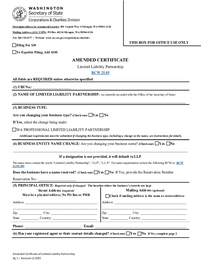 Fillable Online INSTRUCTIONS: AMENDED CERTIFICATE OF LIMITED LIABILITY ...