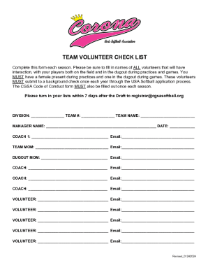 Fillable Online FIRST Event Volunteer Checklist Fax Email Print - pdfFiller