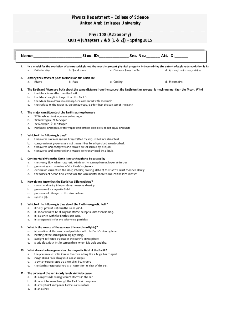 Fillable Online Phys 100 (Astronomy) Fax Email Print - pdfFiller
