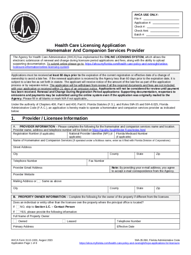 Homemaker And Companion Services Provider Doc Template | pdfFiller