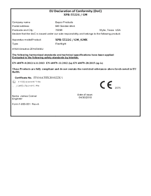 Fillable Online EU / UK Declaration of Conformity Fax Email Print ...