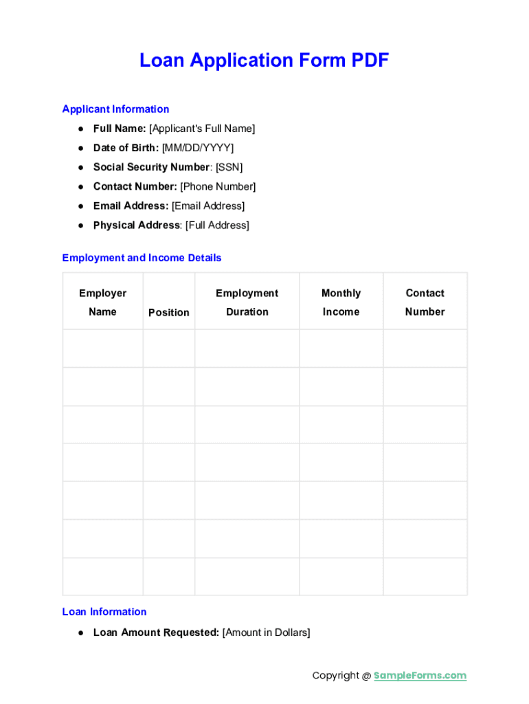 Fillable Online Loan Application Form PDF Fax Email Print - pdfFiller