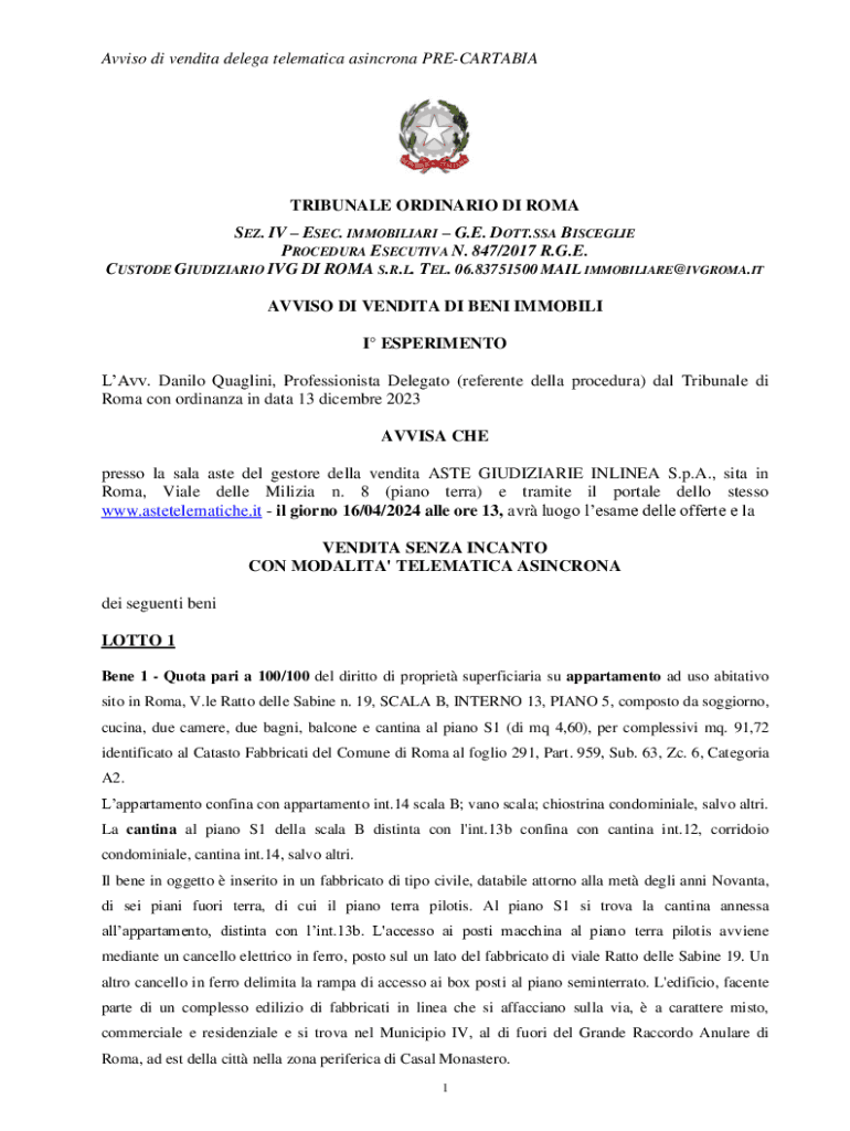 Compilabile Online Avviso di vendita delega telematica asincrona PRE ...