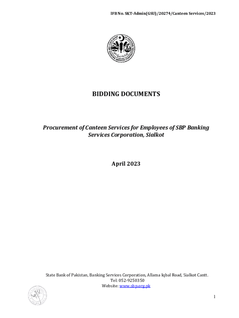 Fillable Online Bidding Documents - Procurement of Canteen Services for ...