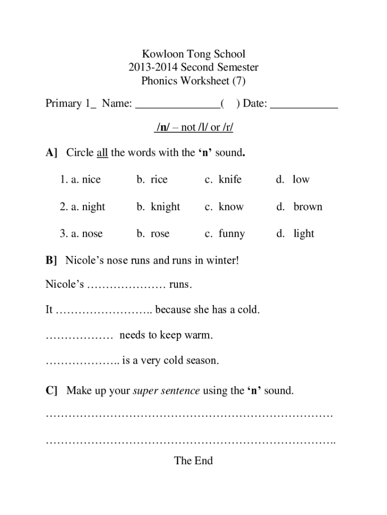 Fillable Online n Phonics Sound Worksheet - Twinkl Fax Email Print ...