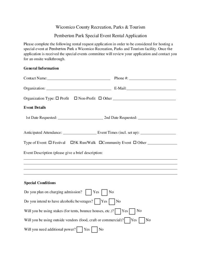 Fillable Online Parks and Facilities / Wicomico County Recreation and Parks Fax Email Print ...