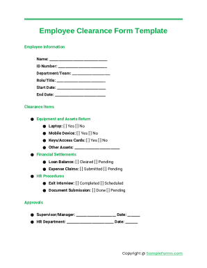 Employee Clearance Fill Out and Use This PDF Doc Template | pdfFiller