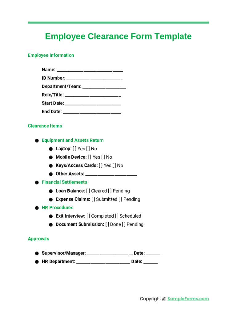 Employee Clearance Fill Out and Use This PDF Doc Template | pdfFiller
