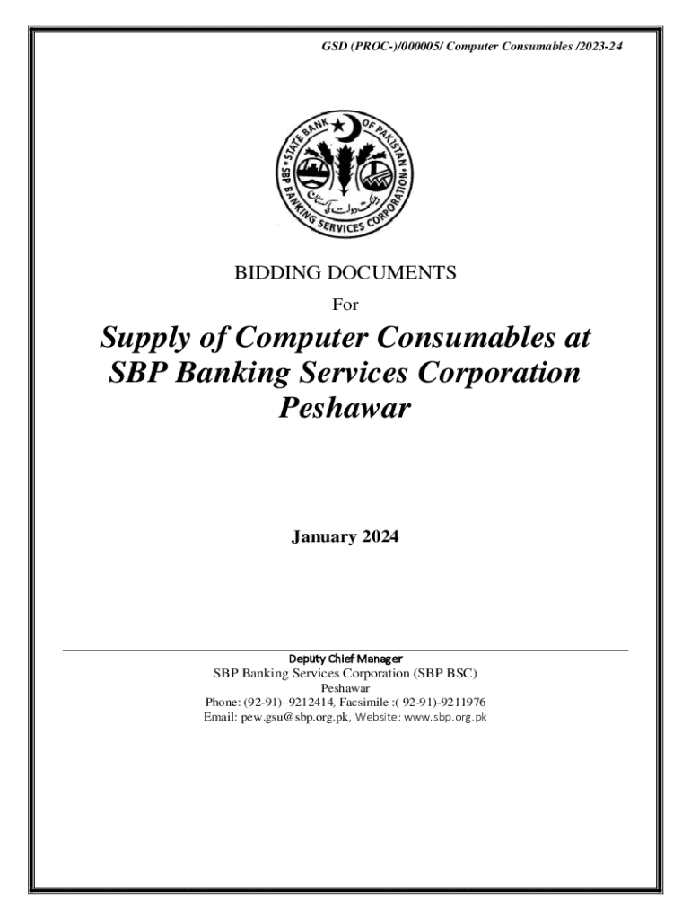 Fillable Online Supply of ABC Goods at SBP Banking Services Corporation ...