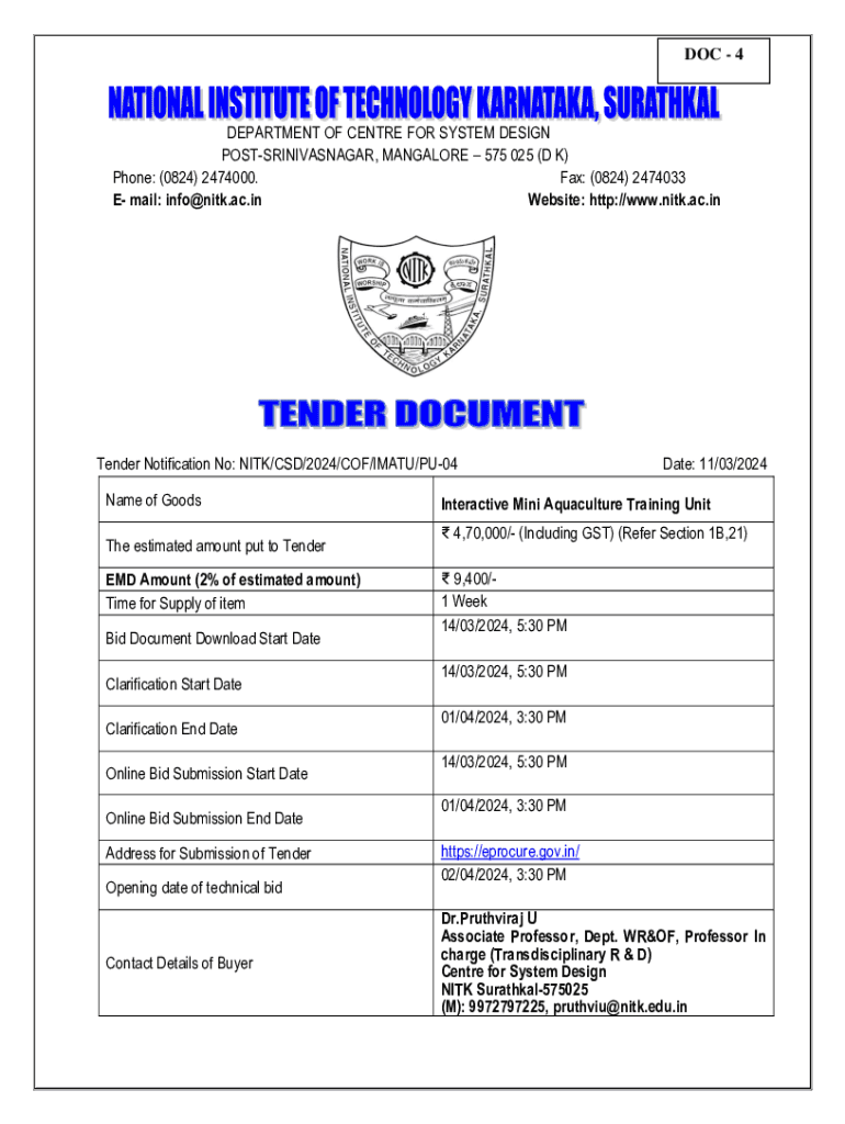 Fillable Online NITK Surathkal: Centre for System Design Fax Email ...