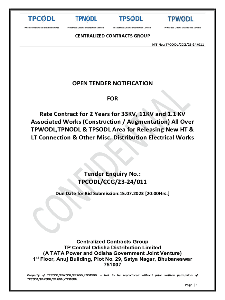 Fillable Online 1a. TPCODL Tender Document - Global RC Electrical Works ...