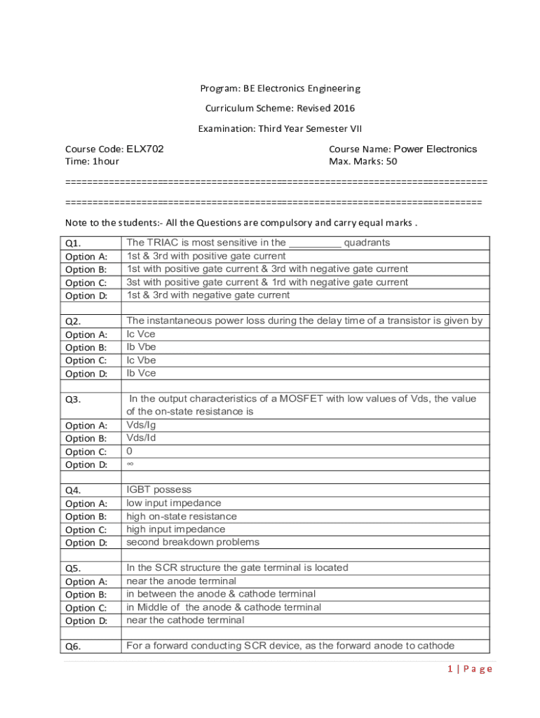 Fillable Online BE Electronics Engineering Curriculum Scheme: Revised ... Fax Email Print ...