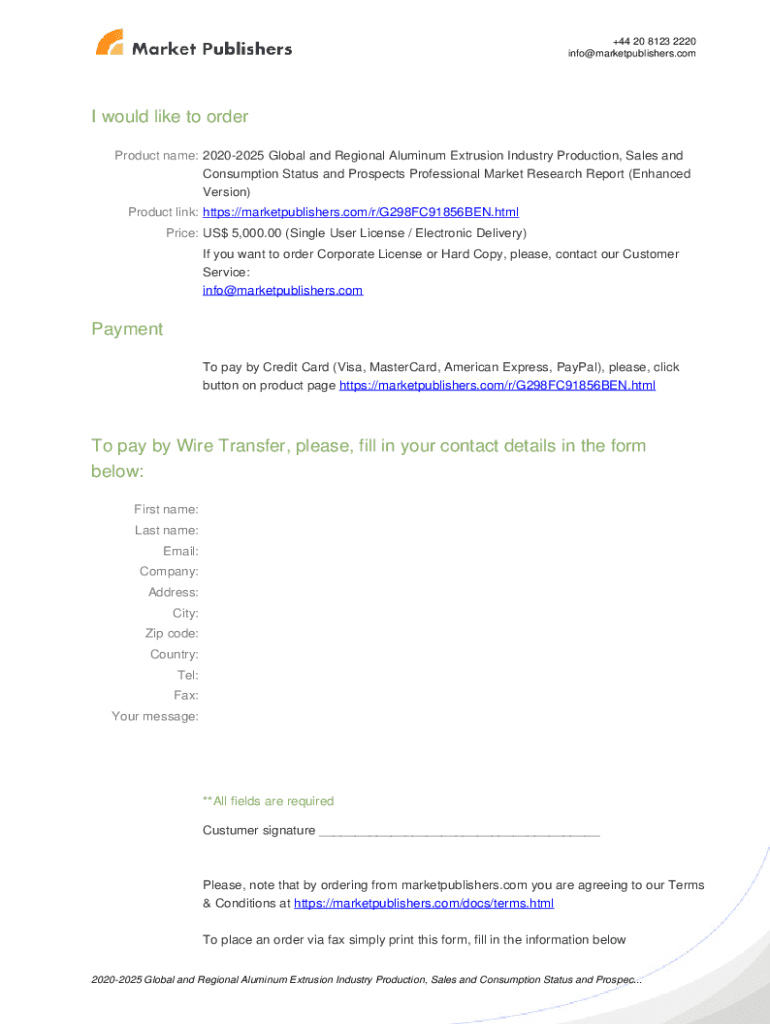 Fillable Online Aluminum Extrusion Market Size And Share Report, 2030 Fax Email Print - pdfFiller