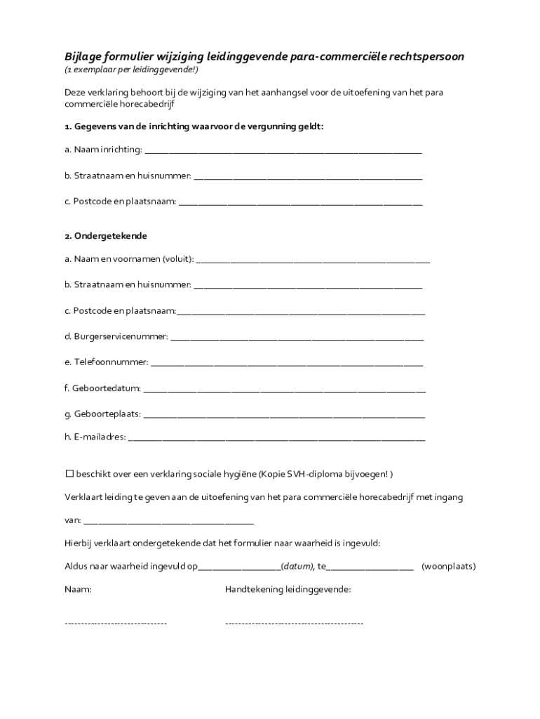 Invulbaar Online Bijlage formulier wijziging leidinggevende para ...