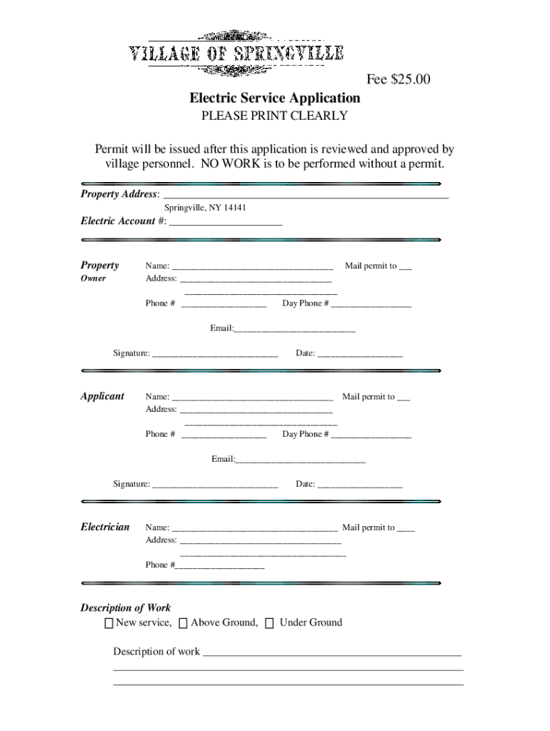 Fillable Online Electric, Water & Sewer Service Application Fax Email Print - pdfFiller