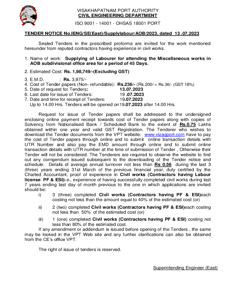 Fillable Online Sealed Tenders in the prescribed proforma are invited ...