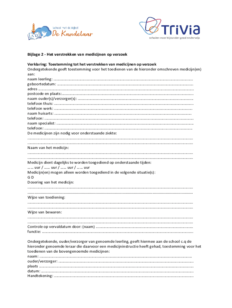 Invulbaar Online Bijlage 2 - Het verstrekken van medicijnen op verzoek Faxnummer Email Afdrukken ...