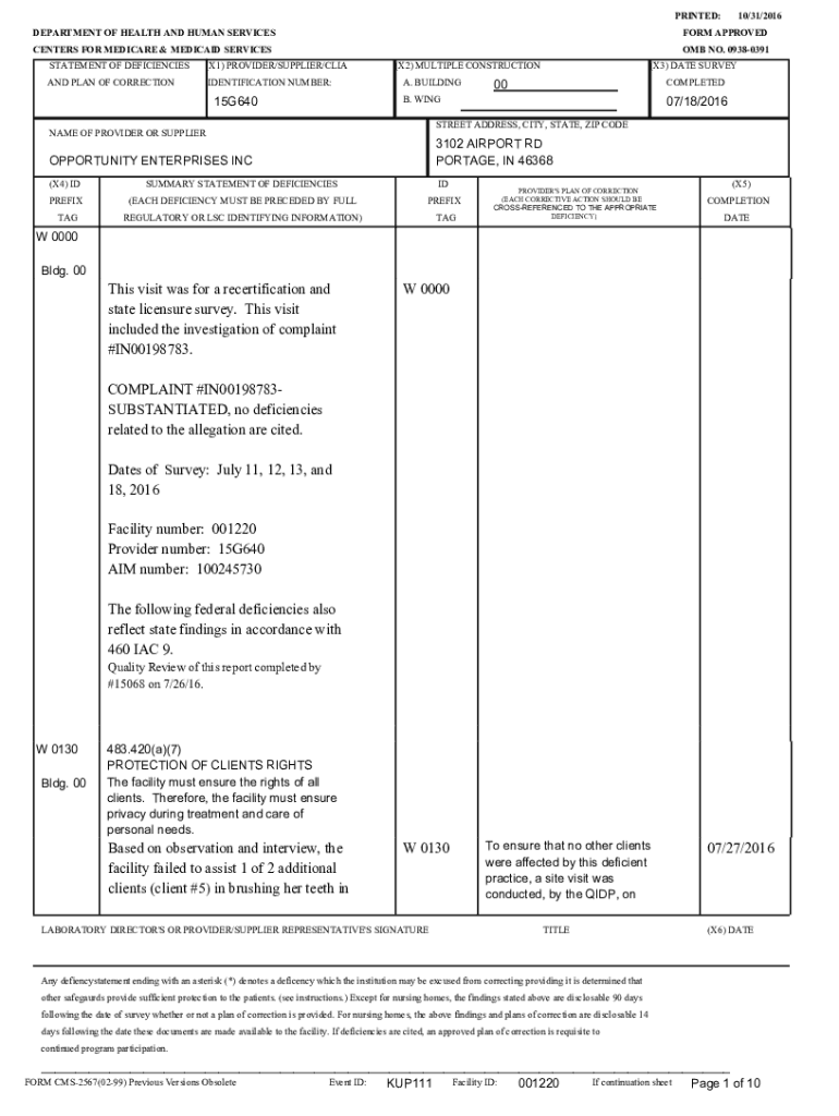 Fillable Online COMPLAINT #IN00198783SUBSTANTIATED, no deficiencies Fax ...
