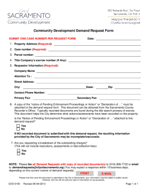 Fillable Online Community Development Demand Request Form City of ...